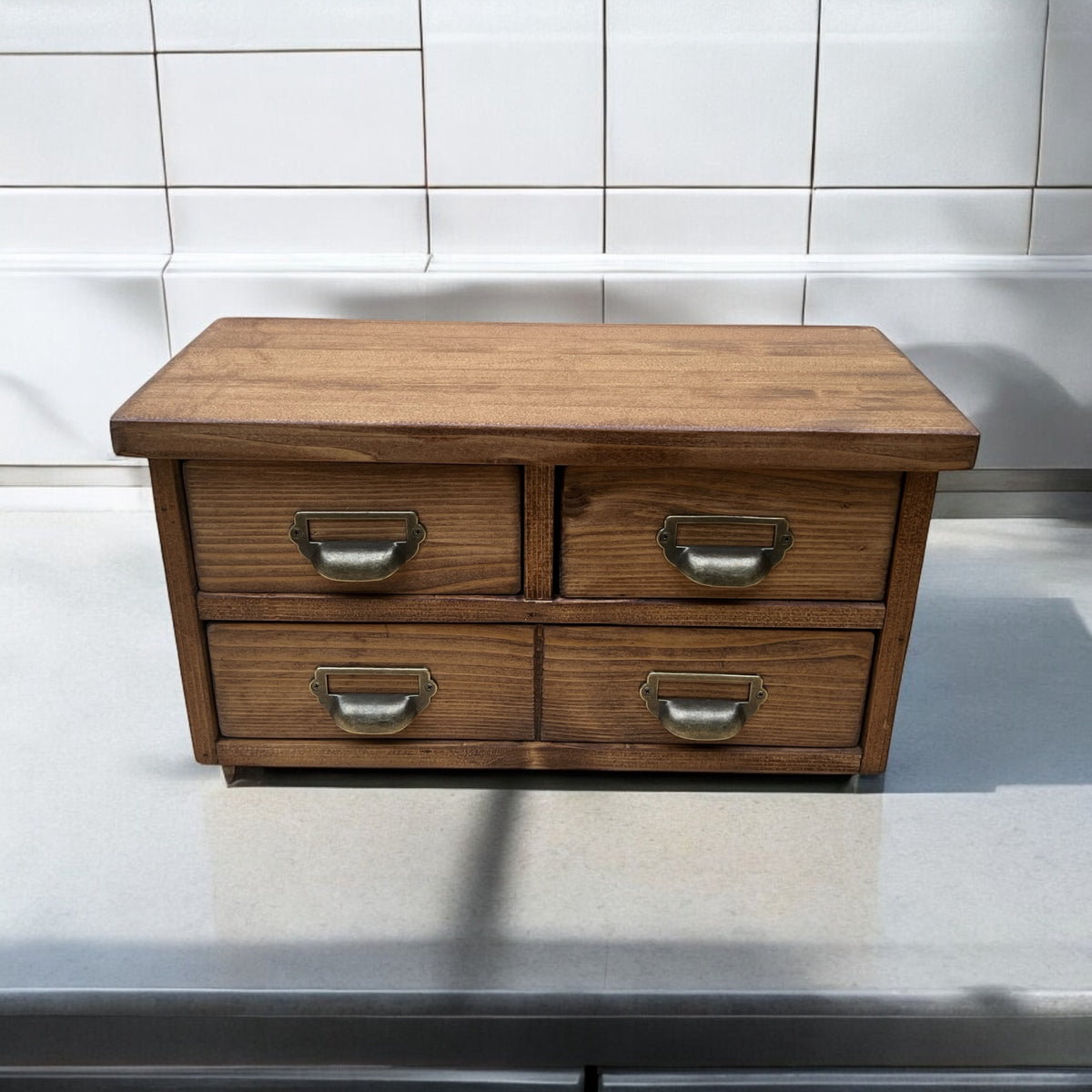 Rustic Apothecary Drawer Box – 3-Drawer Wooden Storage Organizer with ...