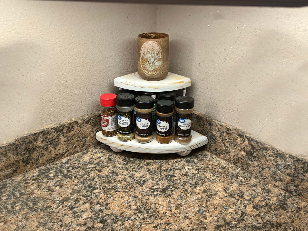Farmhouse Kitchen Countertop Spice Shelf Rack – Sawyer Custom Crafts
