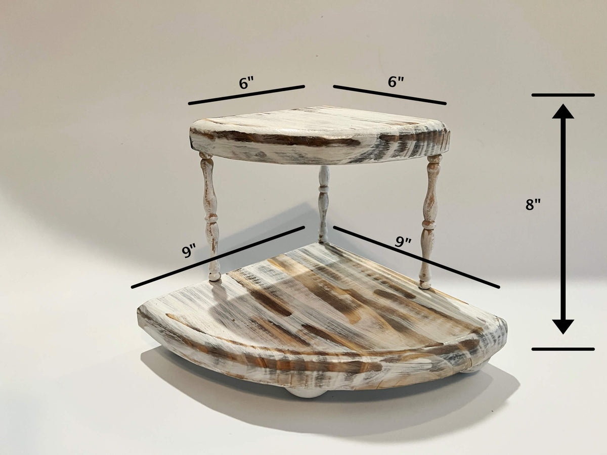 Corner Riser Shelf Wood in Farmhouse rustic wooden decor, Pedestal woo ...